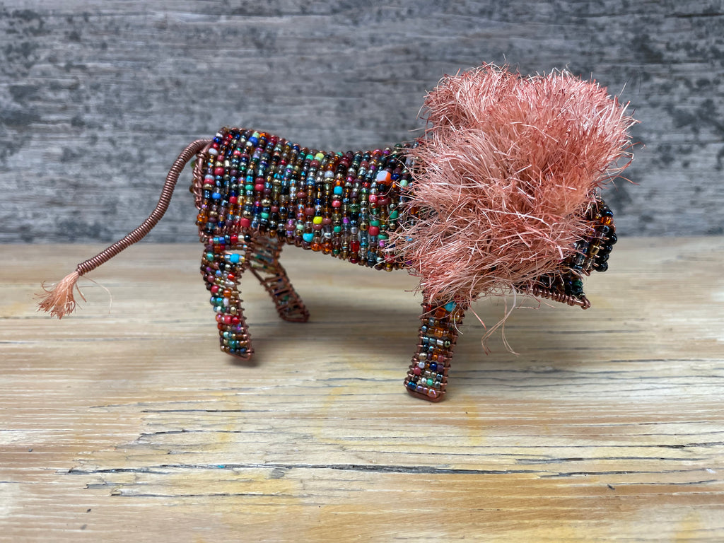 Beaded animal - lion with sisal mane – Shop with a Mission
